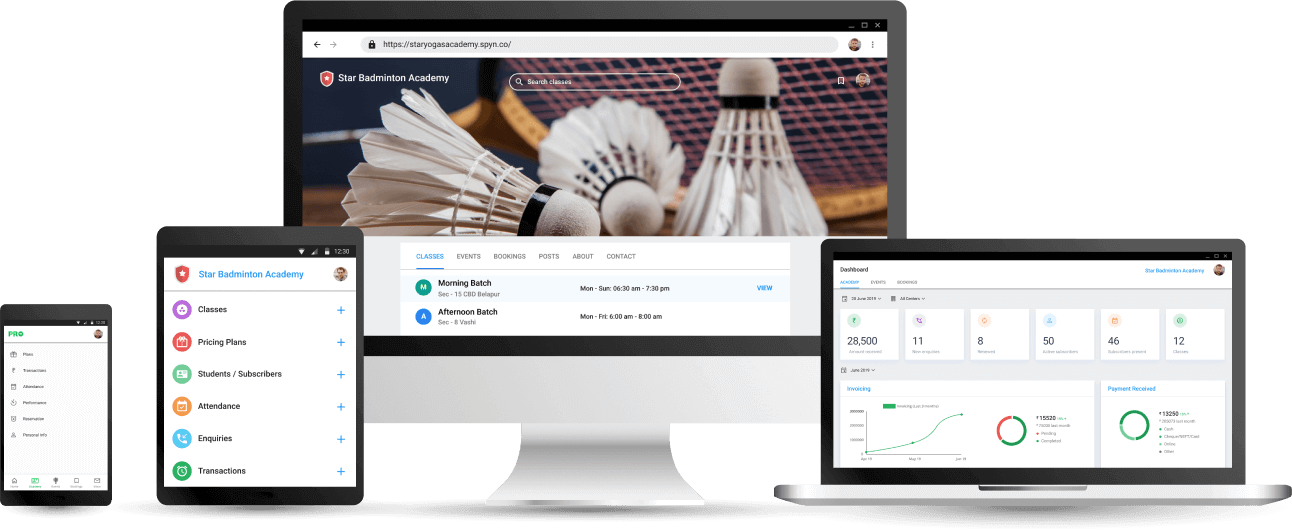 Badminton Academy Management App | Software - AcademyPRO by spyn